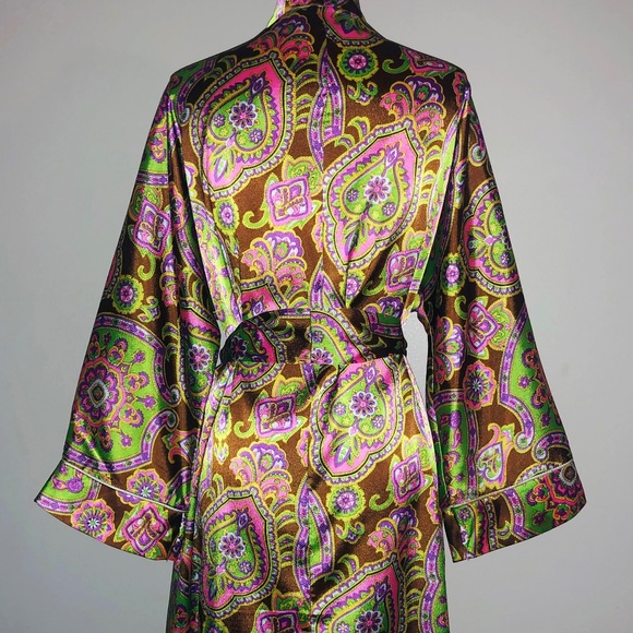 Vintage | Dresses | Vintage 97s Neon Paisley Robe | Poshmark